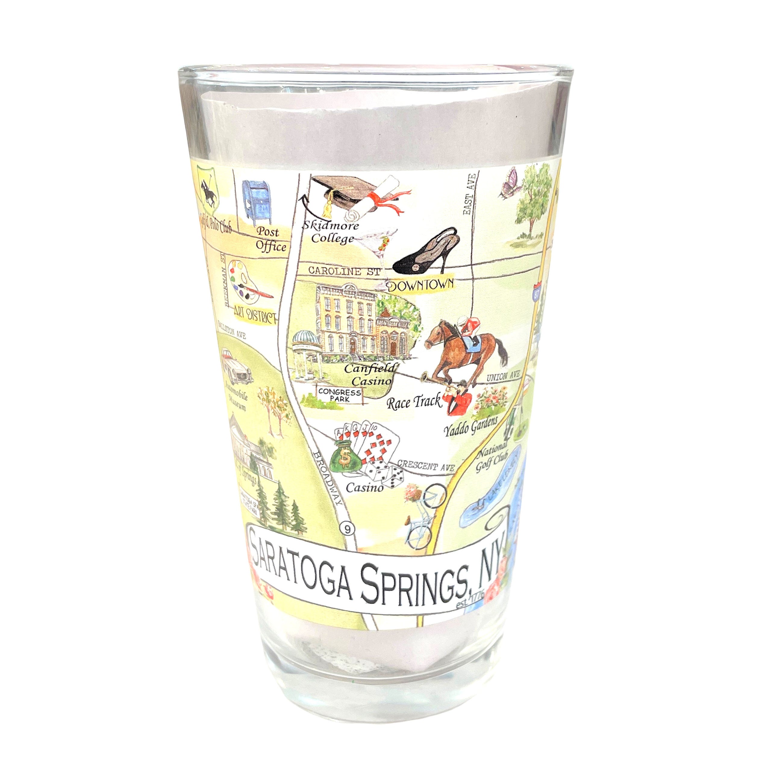 Saratoga Map Pint Glass | Gift Shop & Custom Framing