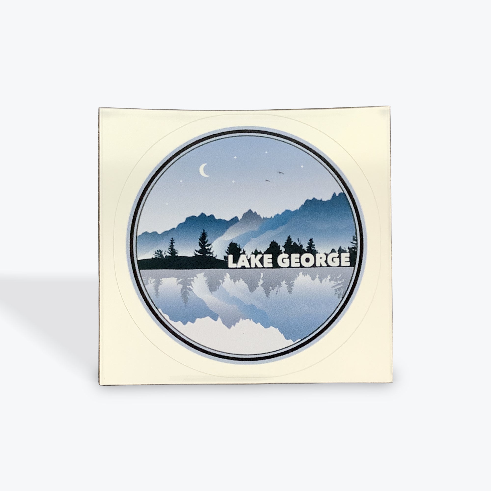 "Lake George" Mountains & Moon Sticker | Gift Shop & Custom Framing